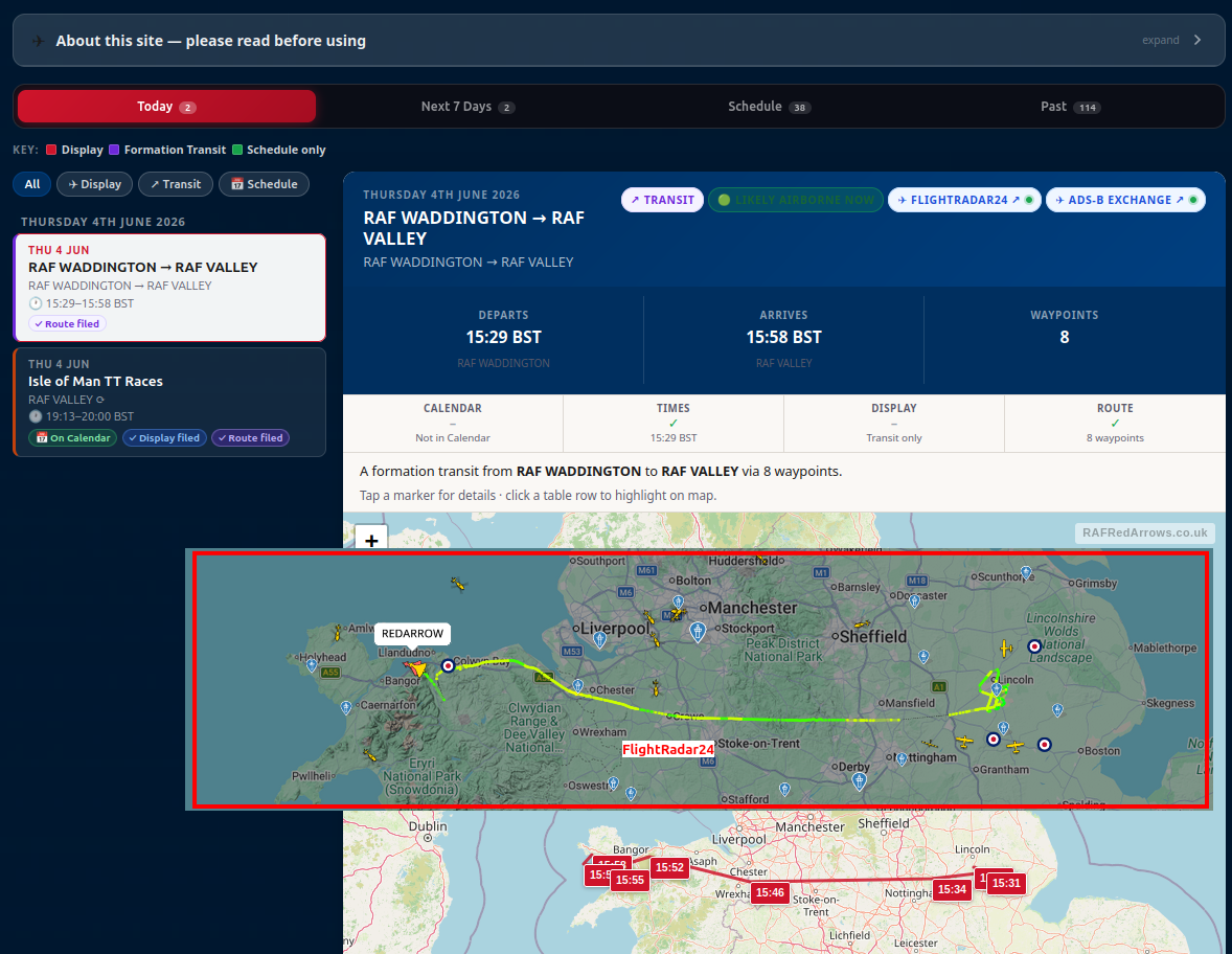 Reds Watch — Live Updates & Spotting Dispatches | RAFRedArrows.co.uk